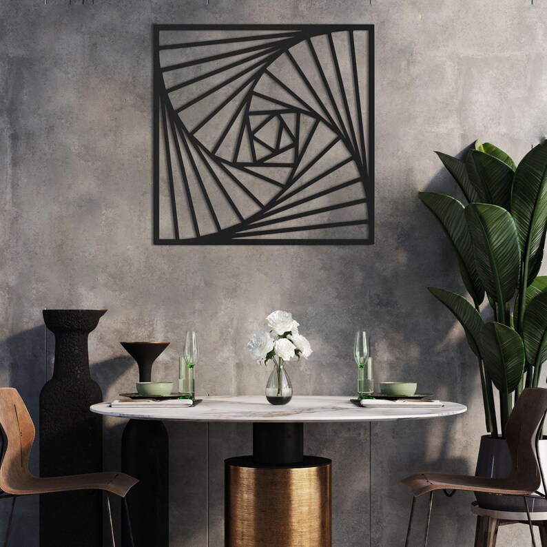 Geometric Metal Wall Art, Spiral Design, Modern Home Decor - Etsy