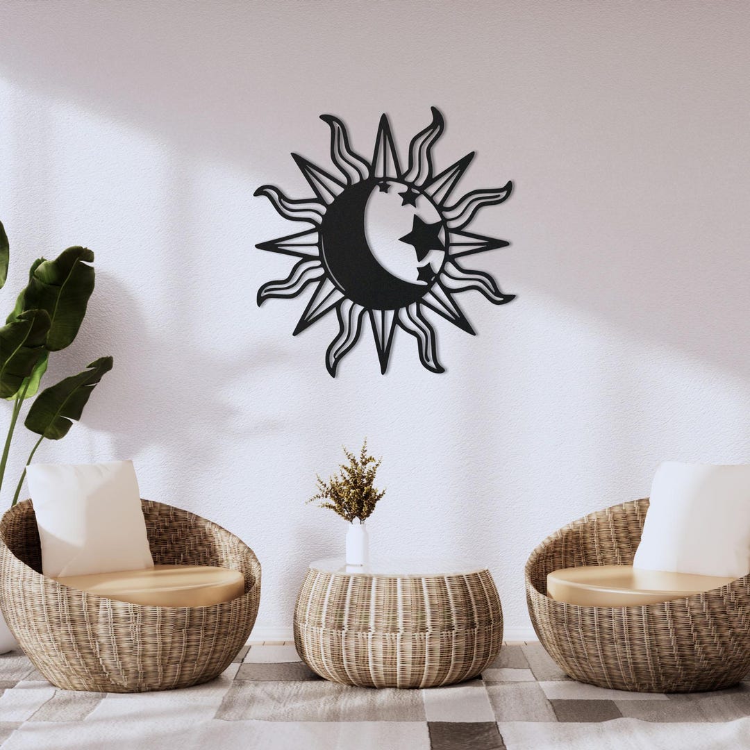 Sun and Moon Metal Wall Decor, Sun and Moon Decor, Mystic Metal Wall ...
