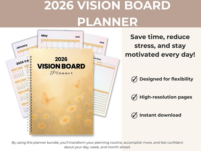 2026 Vision Board Planner, Goal Setting Worksheets (digital Download ...