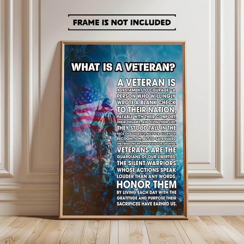 Veteran Definition Wall Art Gift, Patriotic Military Print, Soldier ...