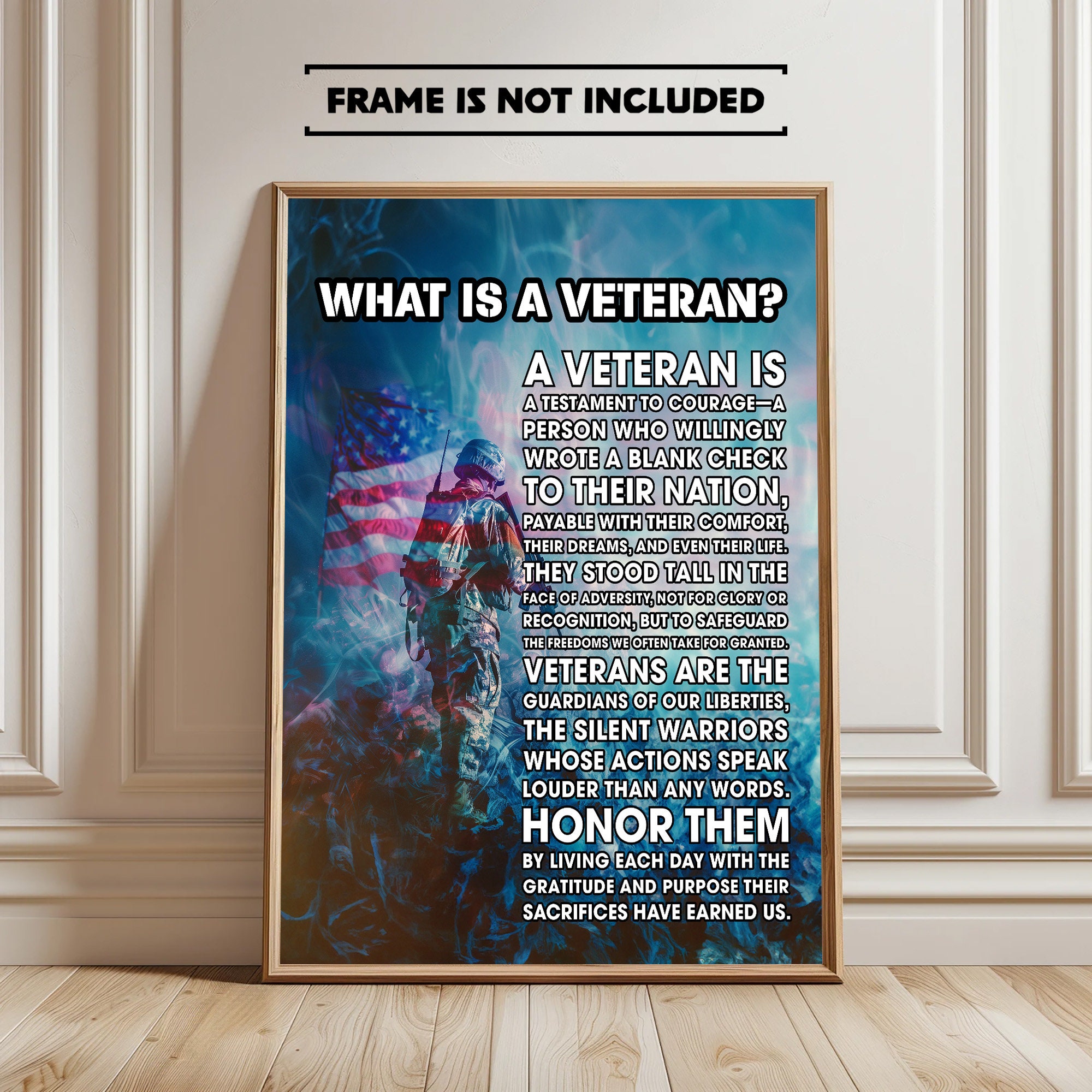 Veteran Definition Wall Art Gift, Patriotic Military Print, Soldier ...
