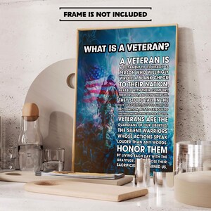 Veteran Definition Wall Art Gift, Patriotic Military Print, Soldier ...