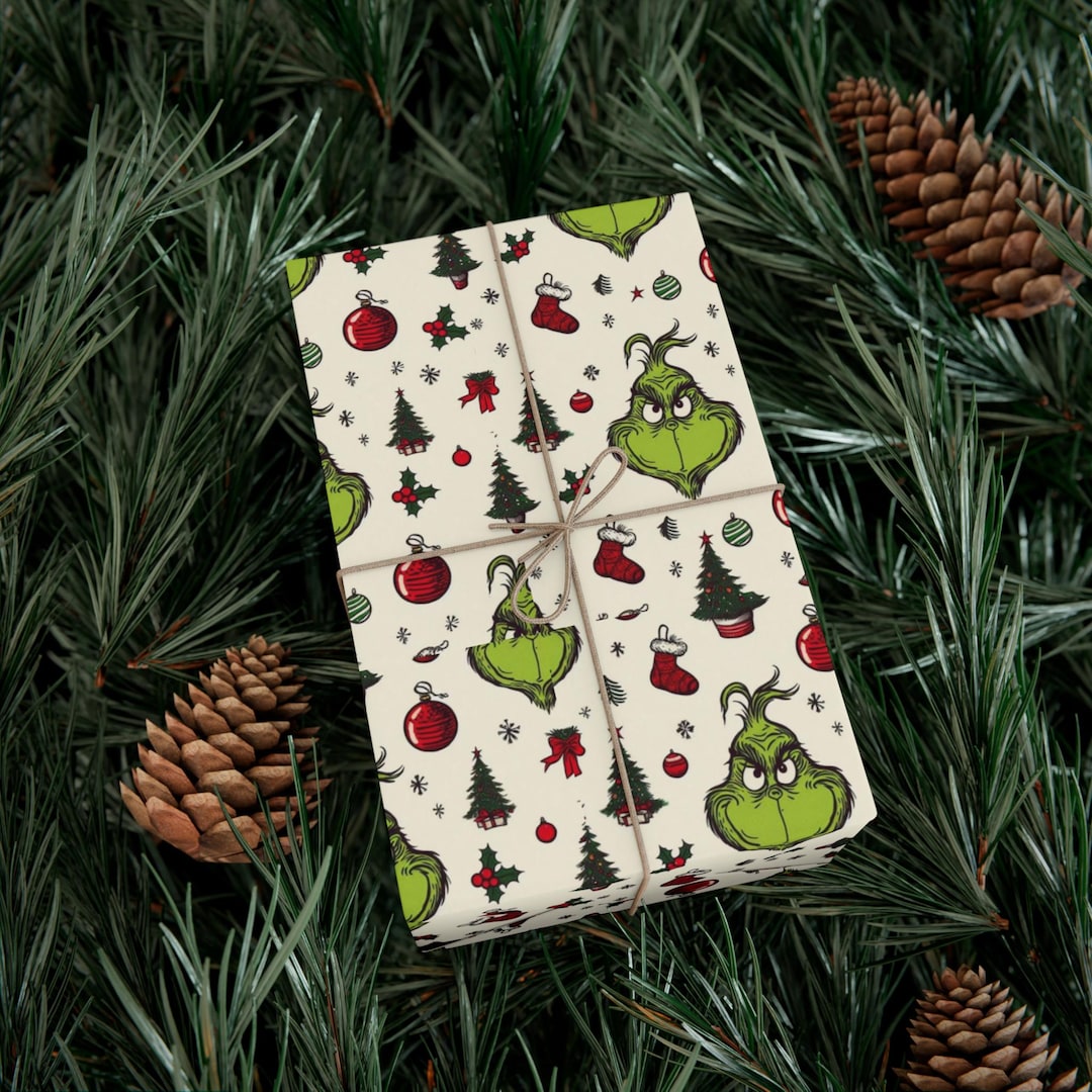 Grinch Christmas Gift Wrap Fun & Festive Wrapping Paper for Holiday ...