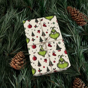 Grinch Christmas Gift Wrap Fun & Festive Wrapping Paper for Holiday ...