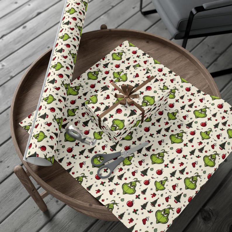 Grinch Christmas Gift Wrap Fun & Festive Wrapping Paper for Holiday ...
