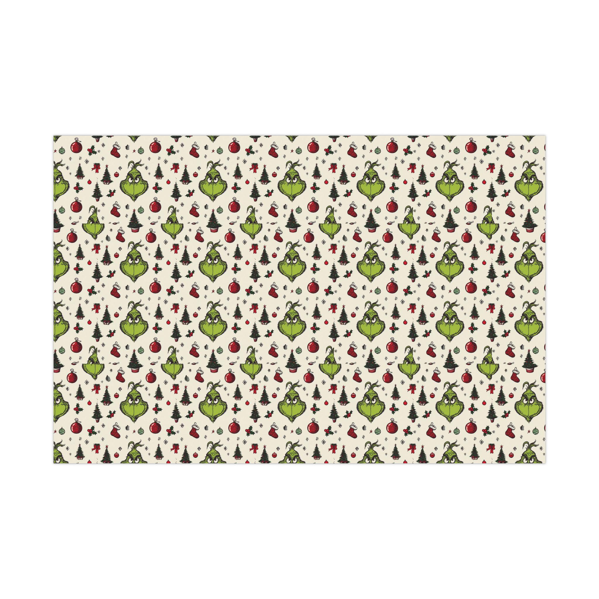 Grinch Christmas Gift Wrap Fun & Festive Wrapping Paper for Holiday ...