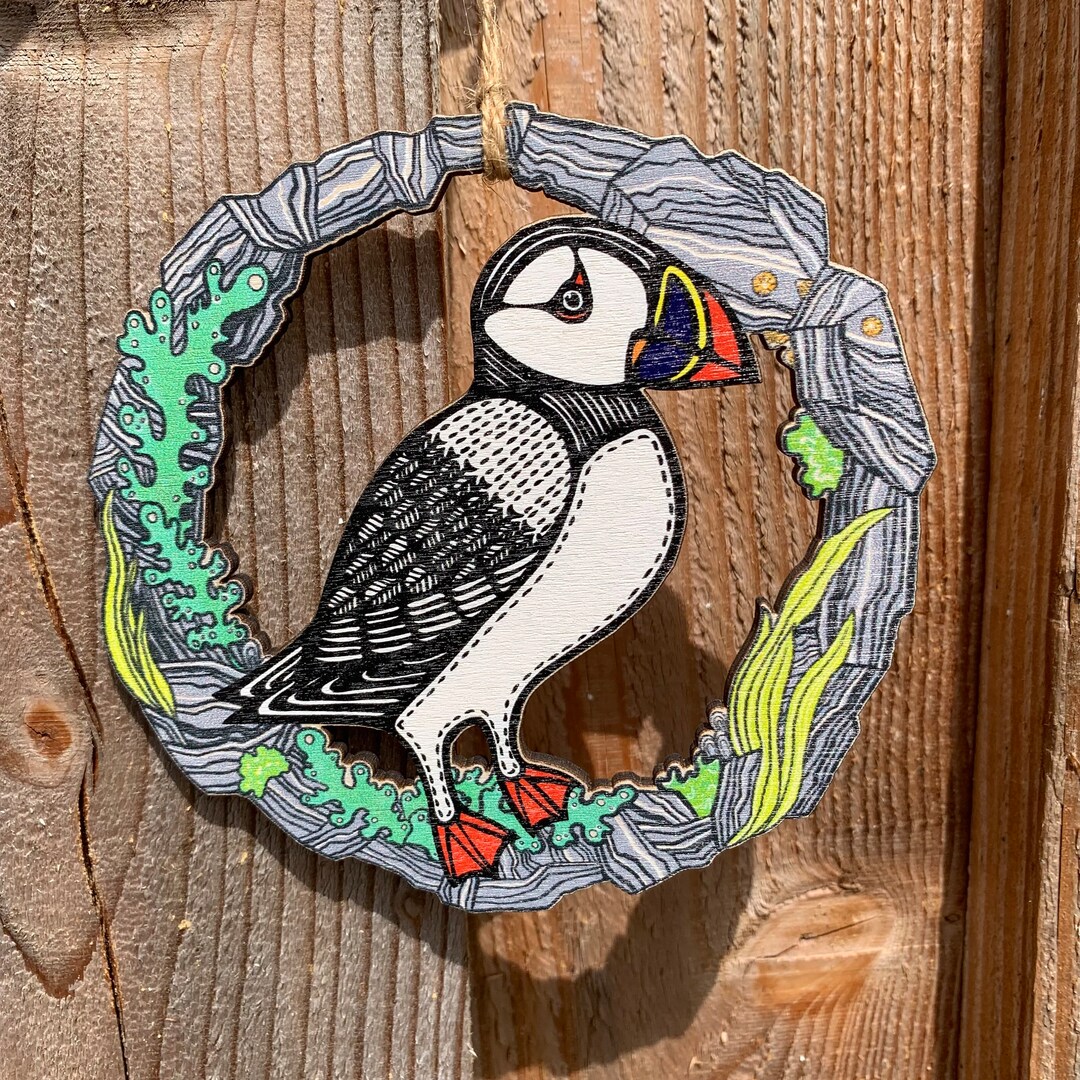 Puffin Wooden Decoration - Etsy