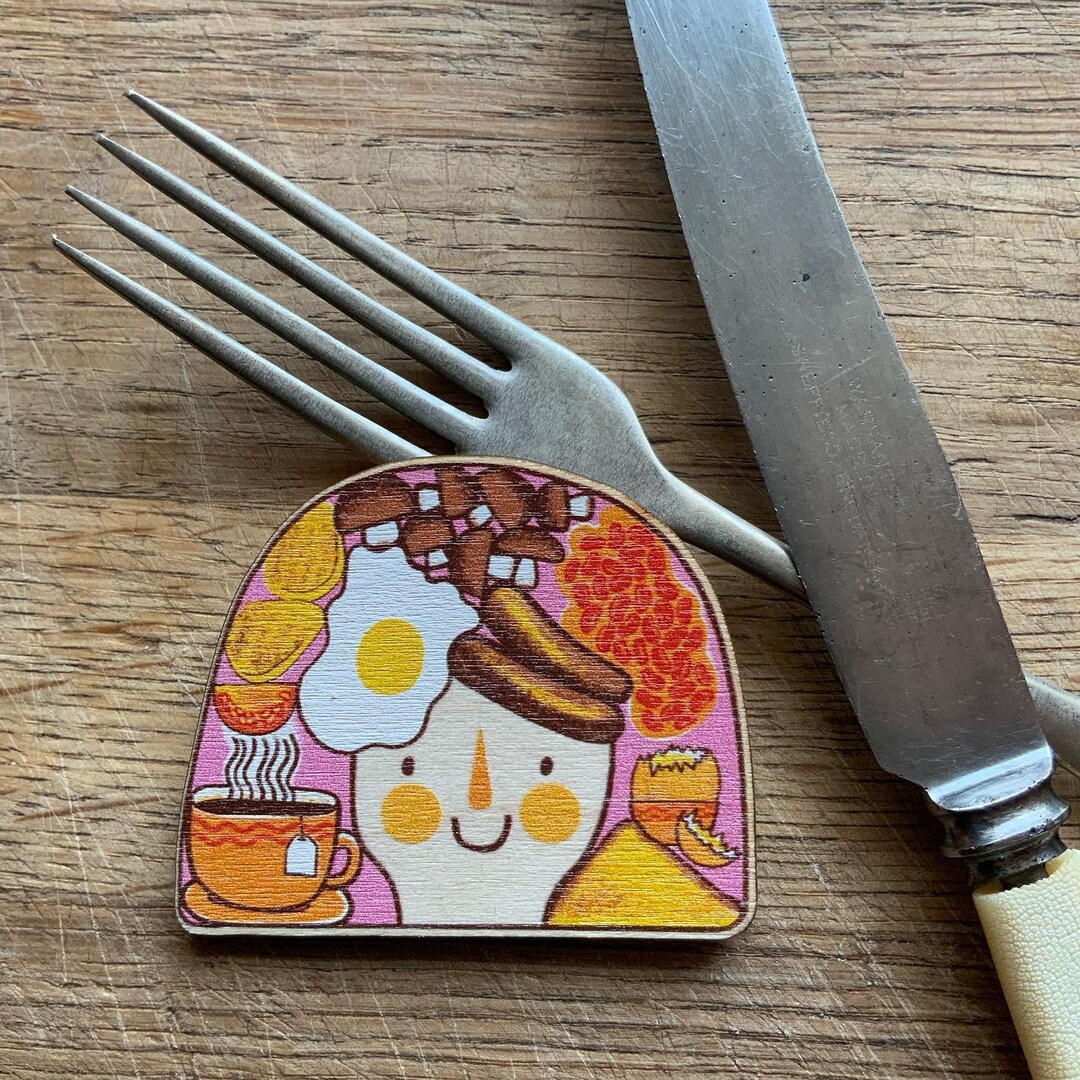 Fiona Fry up Wooden Brooch - Etsy