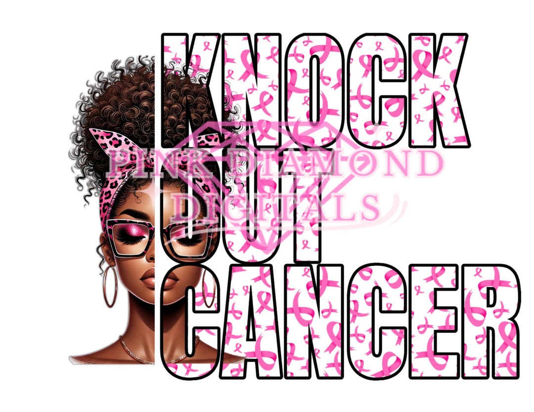 Knock Out Cancer PNG, Breast Cancer PNG, Canva PNG, Afro-american Messy ...