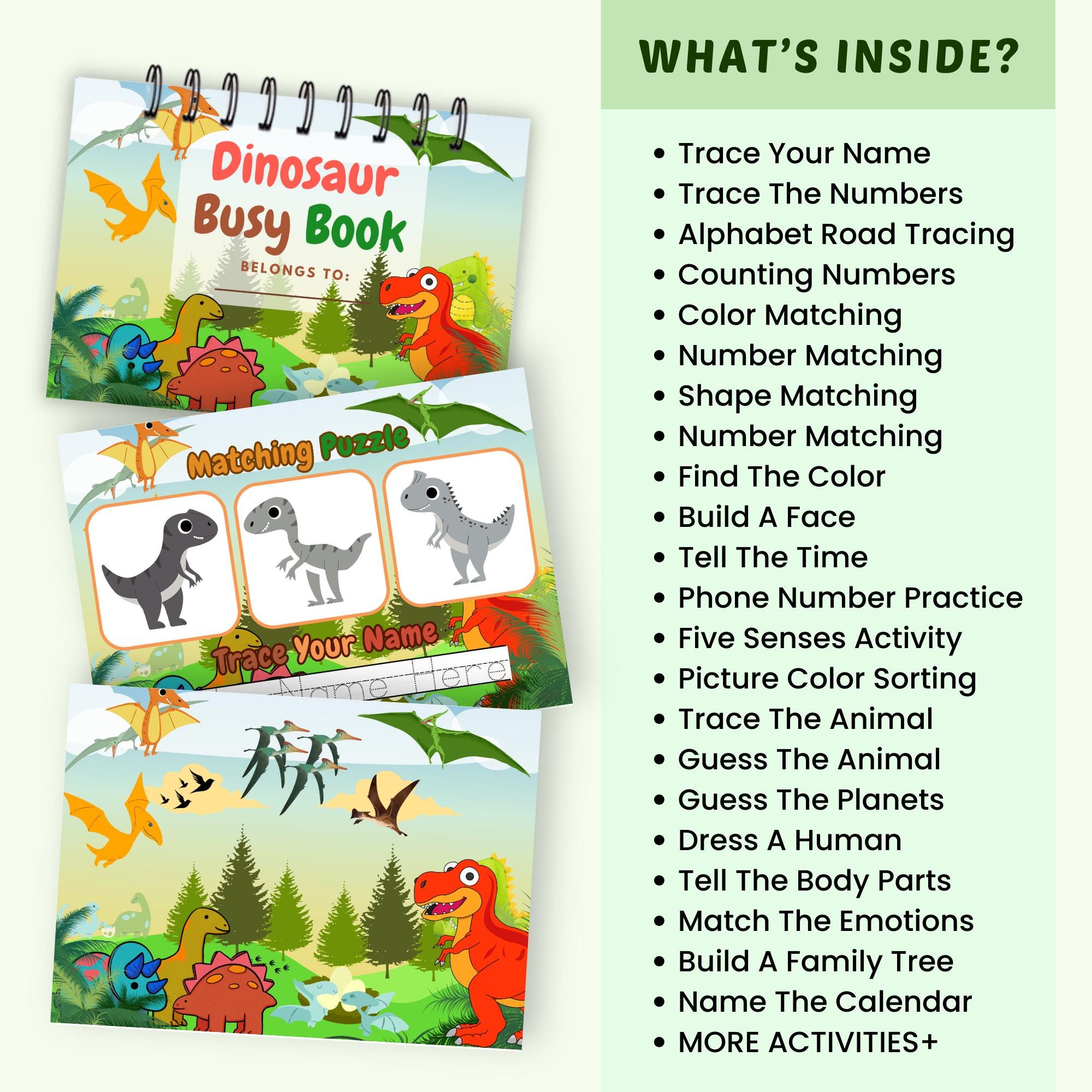 Dinasour Busy Book for Toddlers, Educational Binder, Homeschool ...
