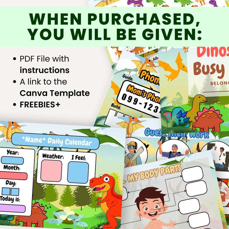 Dinasour Busy Book for Toddlers, Educational Binder, Homeschool ...