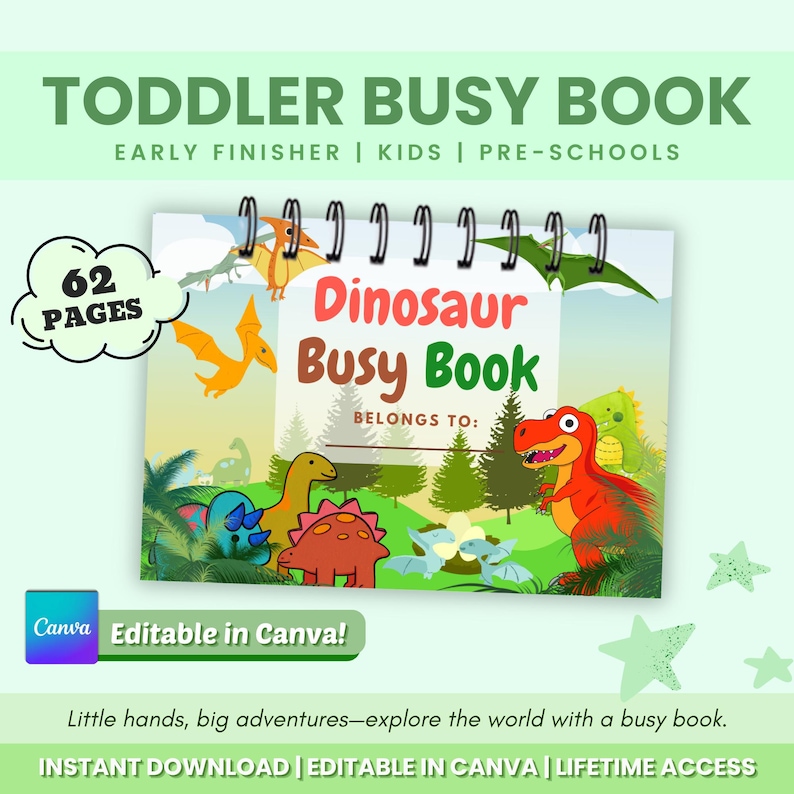 Dinasour Busy Book for Toddlers, Educational Binder, Homeschool ...