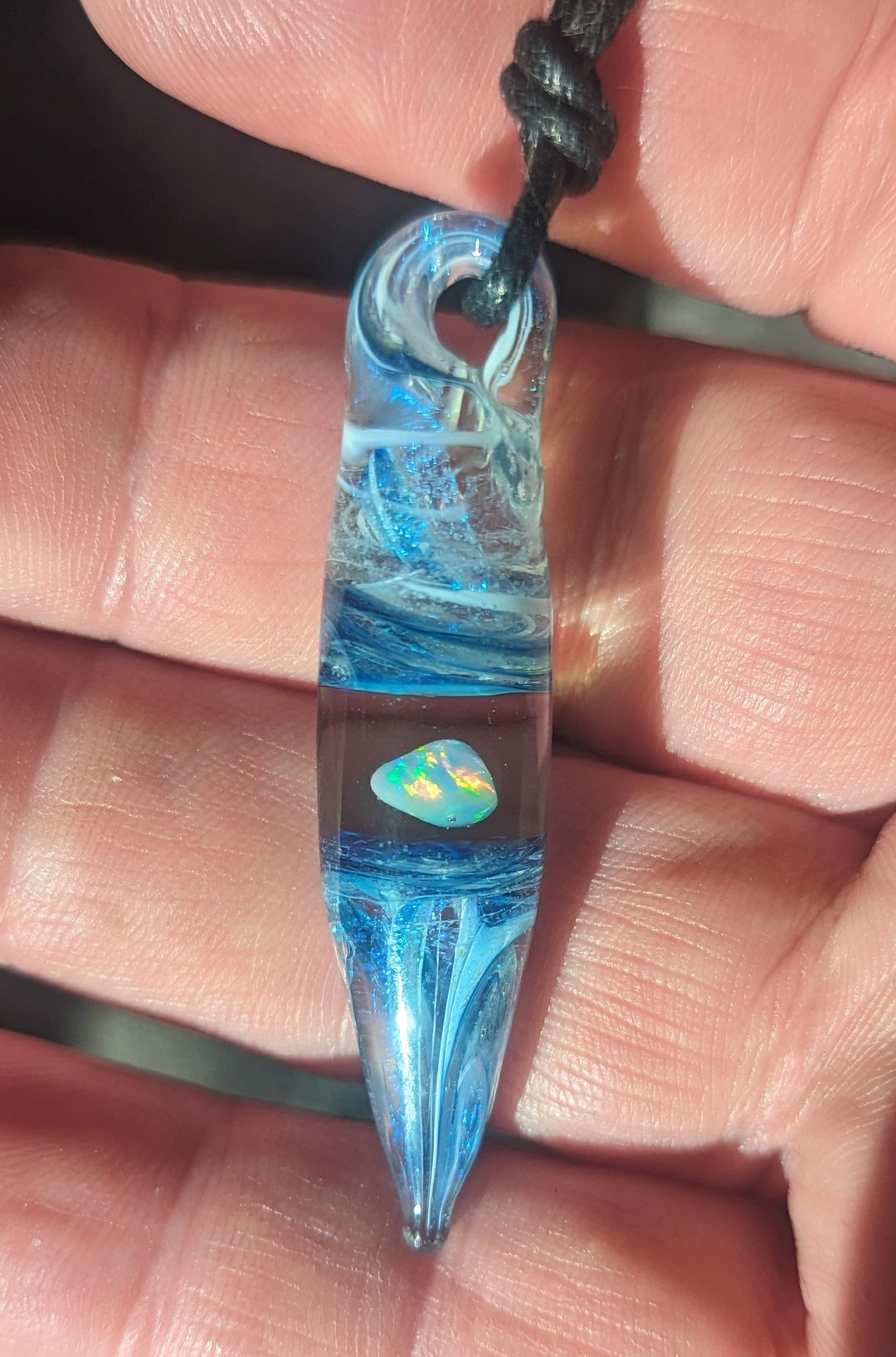 Memorial Glass With Opal Cremation Jewelry Remembrance Keepsake ...