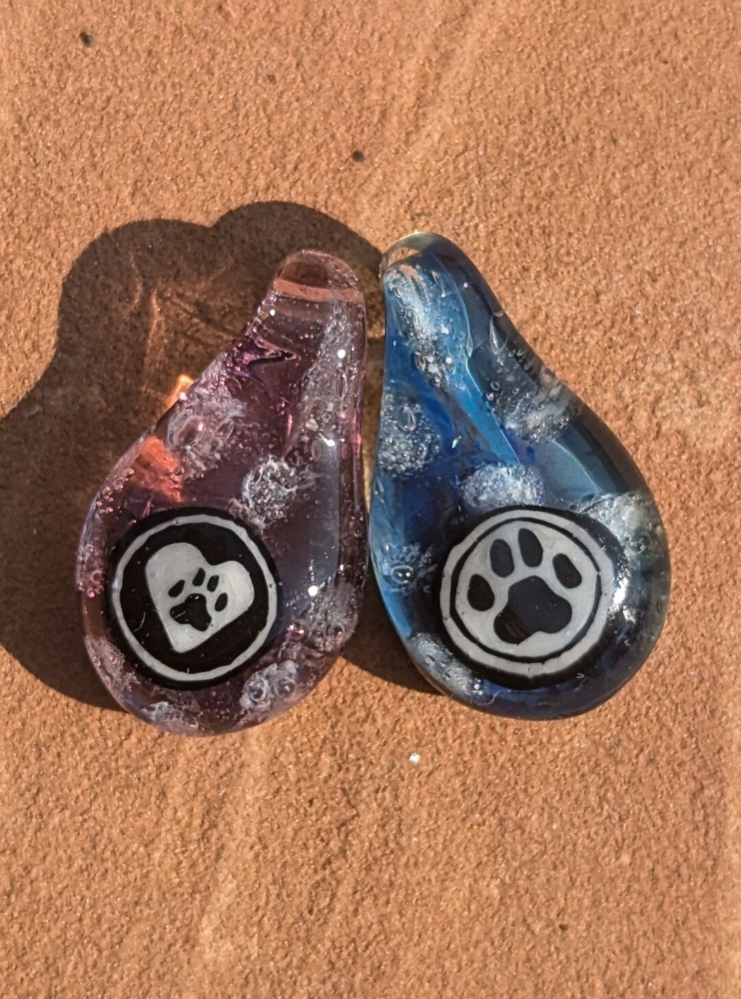 Cremation Glass Pet Paw Print Pendant Jewelry Memorial Ashes Glass ...