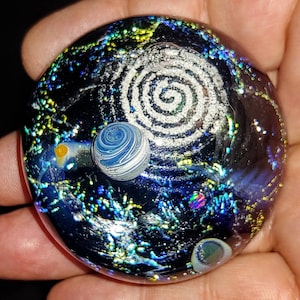 Memorial Glass Remembrance Ash Planet Space Paperweight With Opal 2 ...