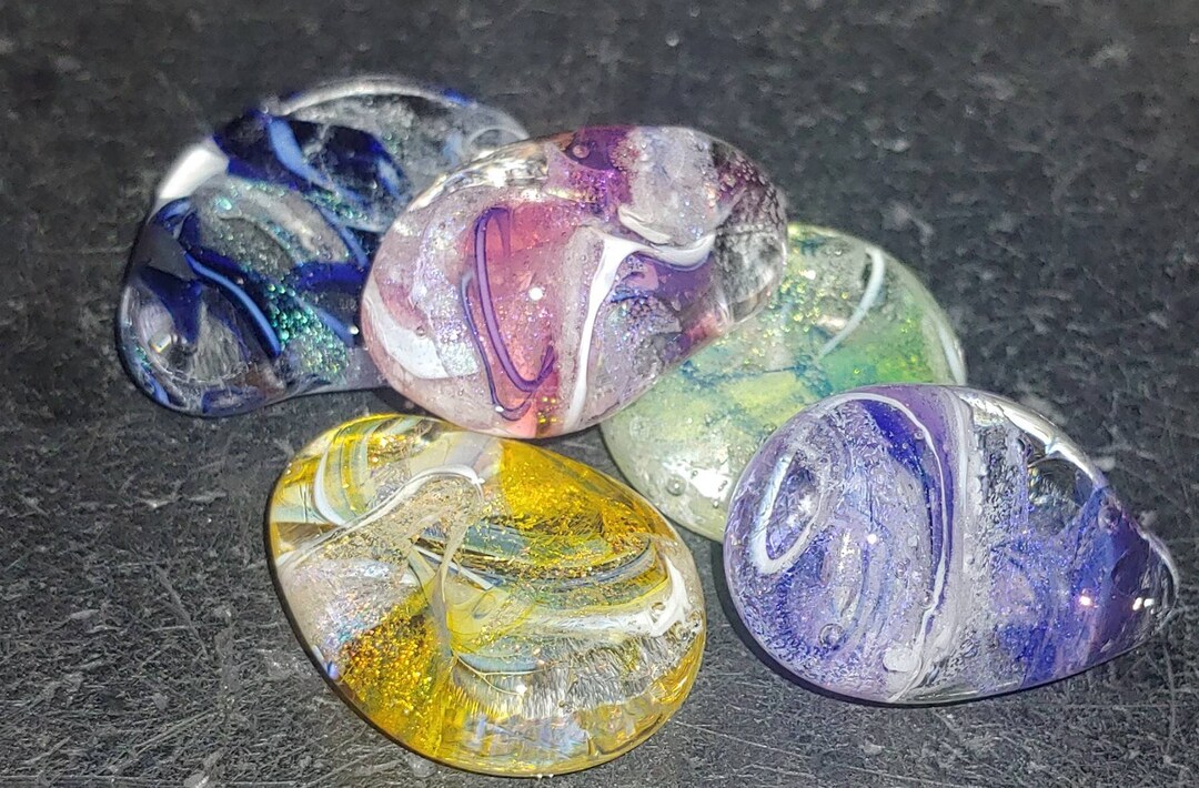 Handmade Cremation Jewelry Remembrance Glass Worry/pocket Stone Set of ...
