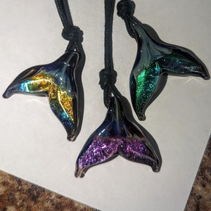Blackfish Whale Tail Fluke Dichroic Glass Pendant Bead Handmade ...