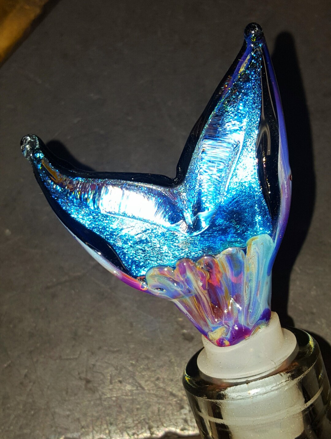 San Juan Island Whale Tail Fluke HANDMADE GLASS Wine Bottle Stopper by ...
