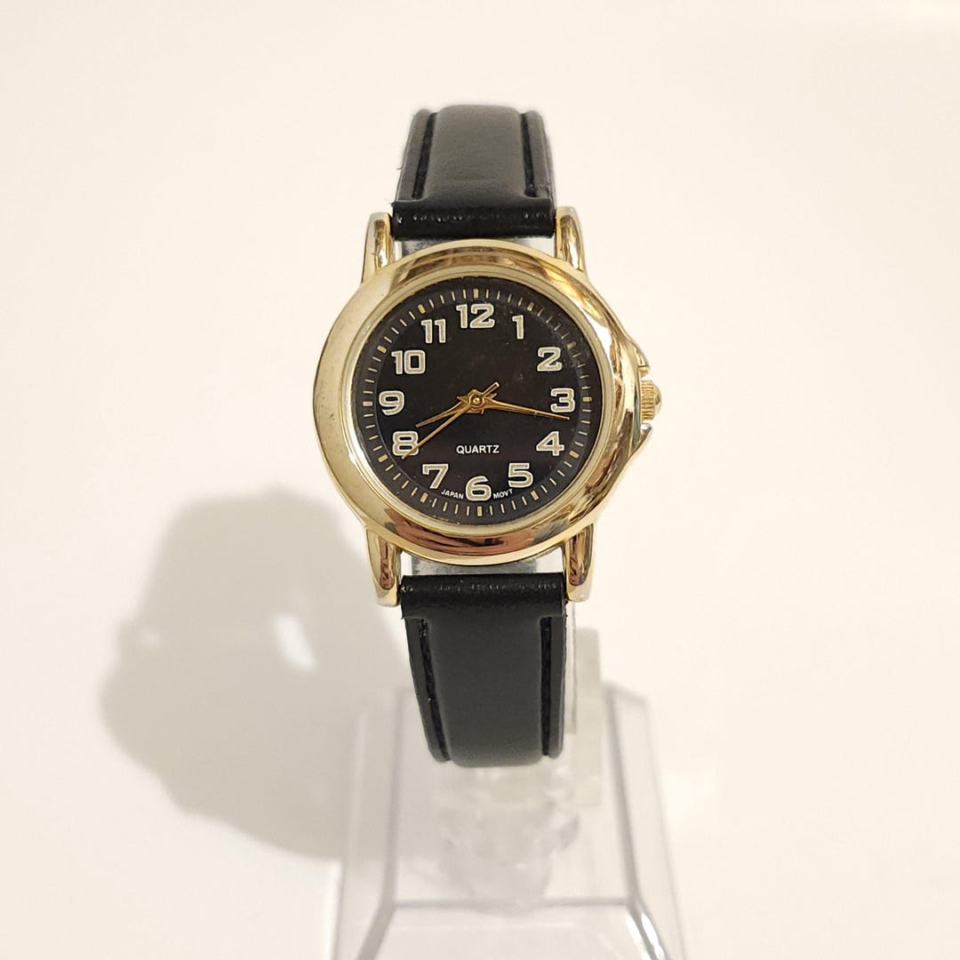 Advance Watch Black Dial With Band Gold Toned Easy Reader Working ...