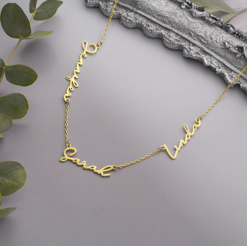 Multiple Name Necklace, Personalized Gold Name Necklace, Family Name ...
