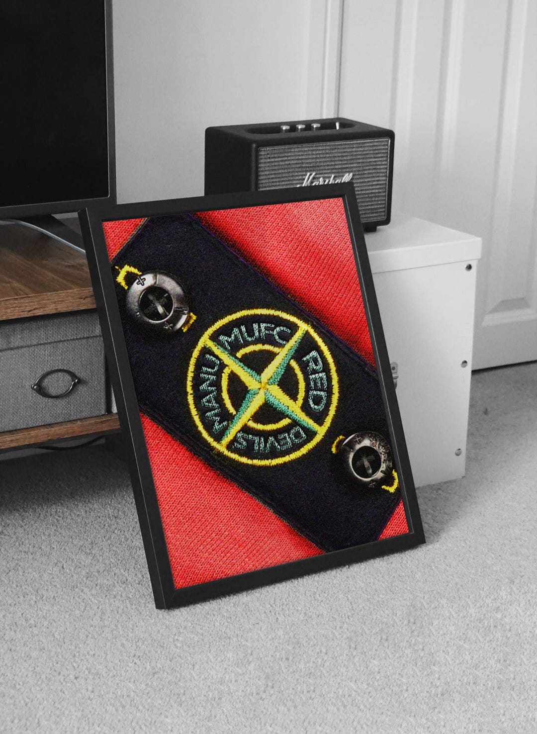 Manchester United 'red Devils' Badge Poster: Stone Island Inspired Art ...