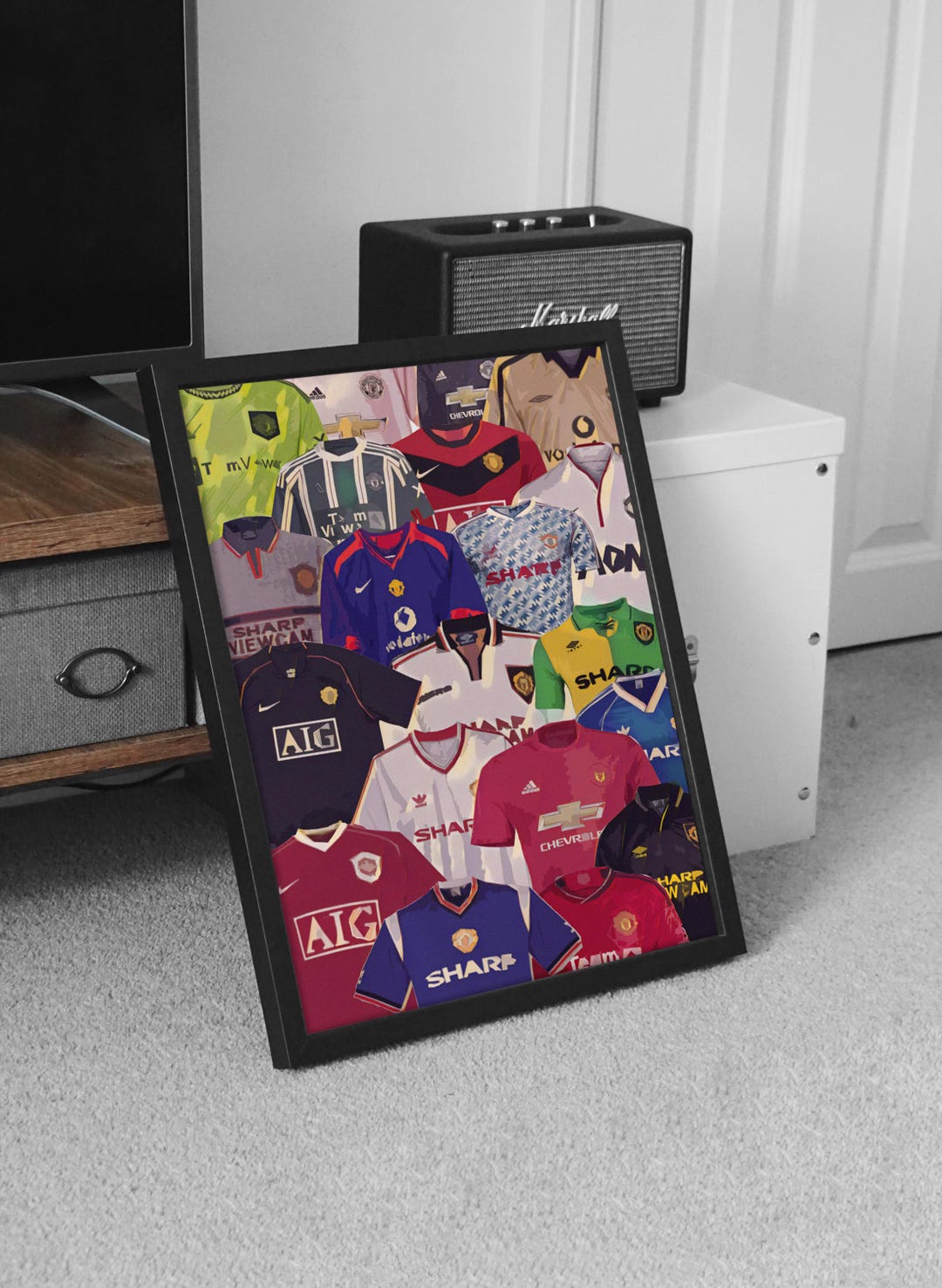 Manchester United Home and Away Kit Poster, Manu Poster, Football Poster, Retro Football Kits ...