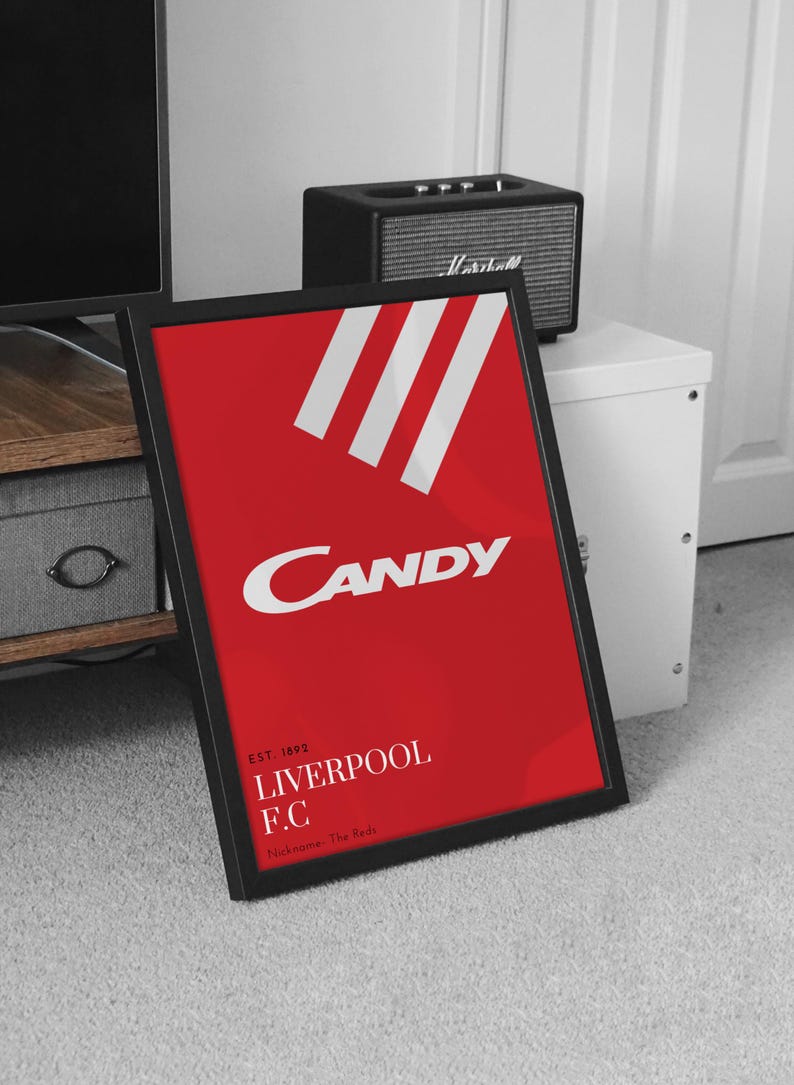 Liverpool Candy Adidas Retro Kit Poster Classic 80s Style Ft Iconic ...