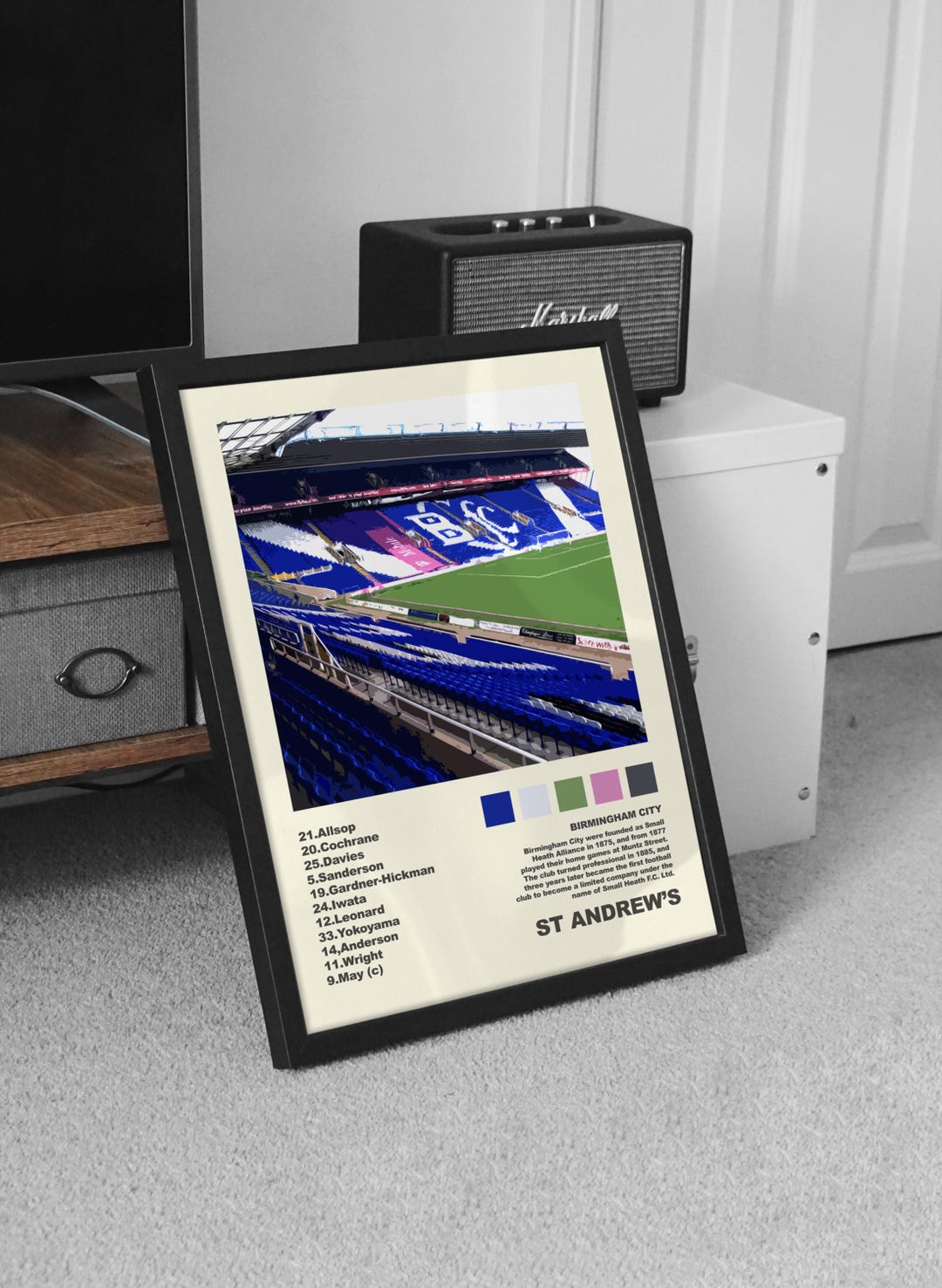 Birmingham City Album Cover Style Poster, Starting 11 Player Track List ...