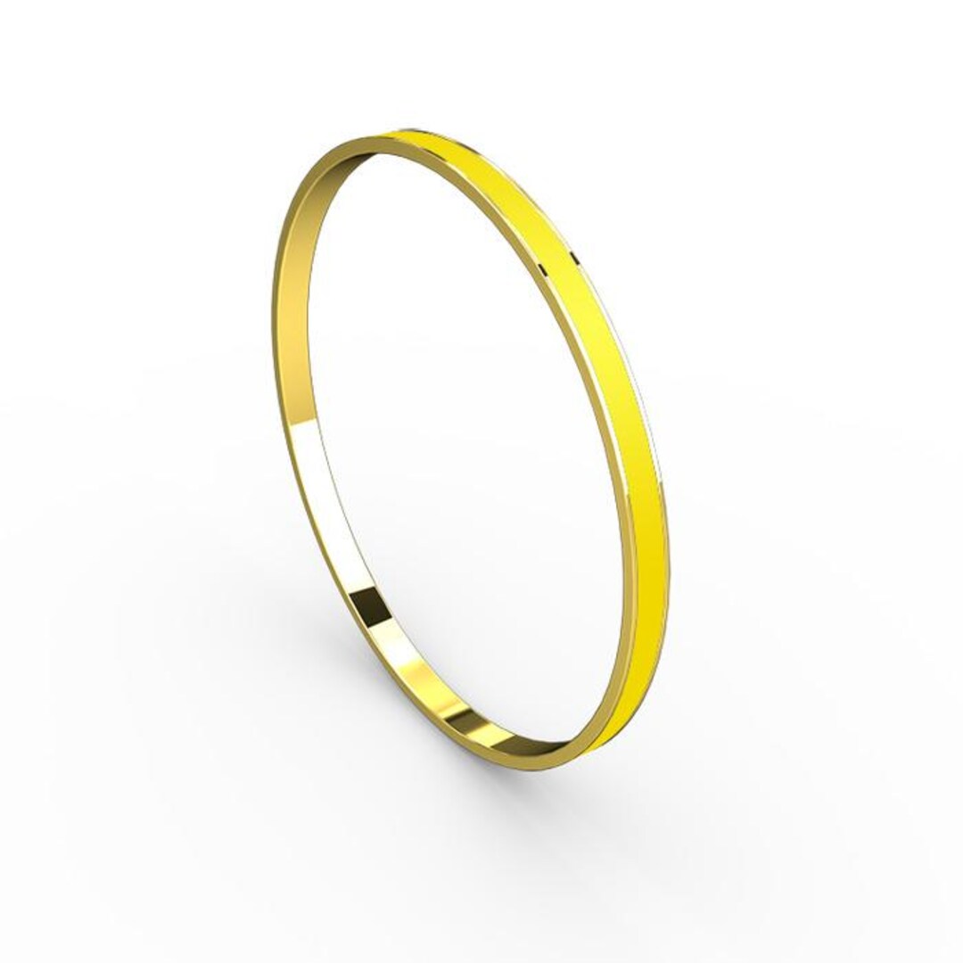 Design Handmade Neon Yellow Enamel Bracelet Bangle 14k Solid Gold - Etsy