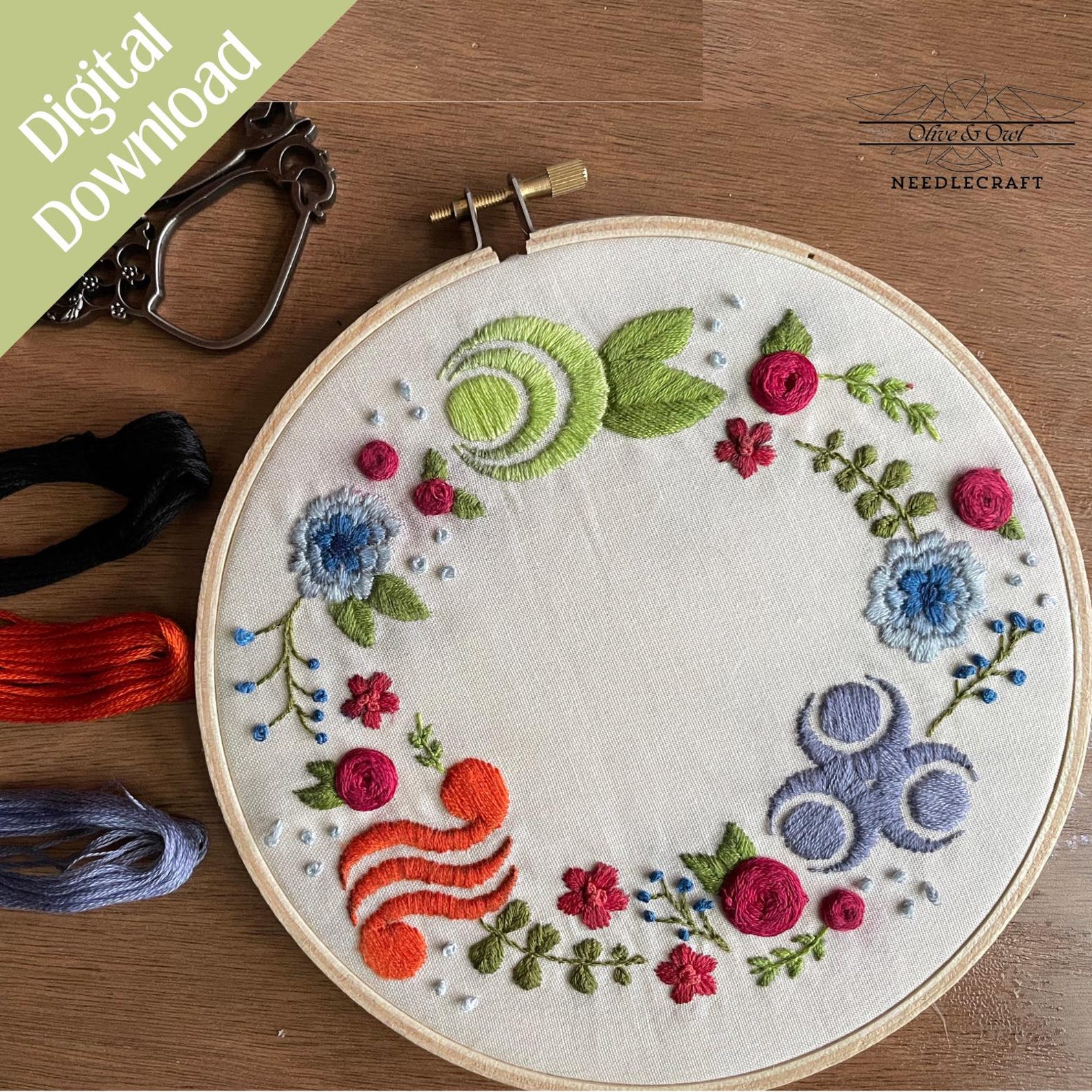 Goddesses of Hyrule - Legend of Zelda Floral Wreath Embroidery Pattern ...