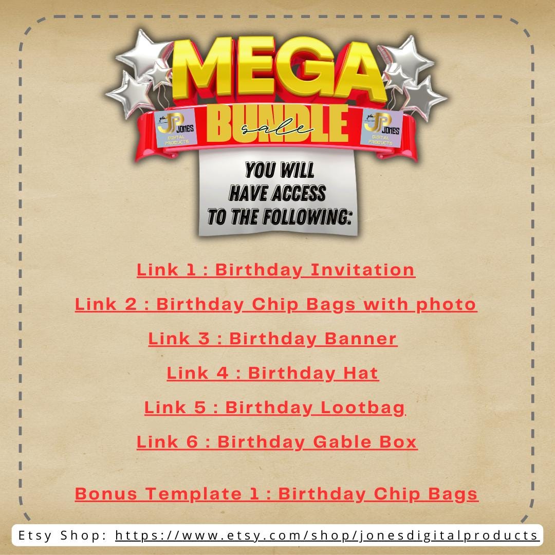 Mega Bundle Birthday Template | Editable in Canva | Download and Print ...
