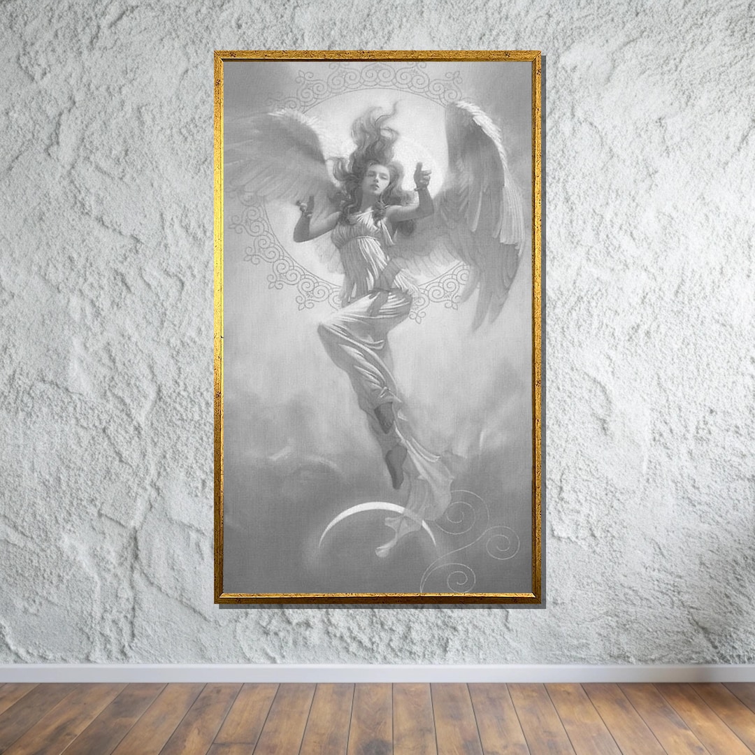 Ethereal Angel in Moonlight Canvas, Celestial Angel Wall Art, Serene ...