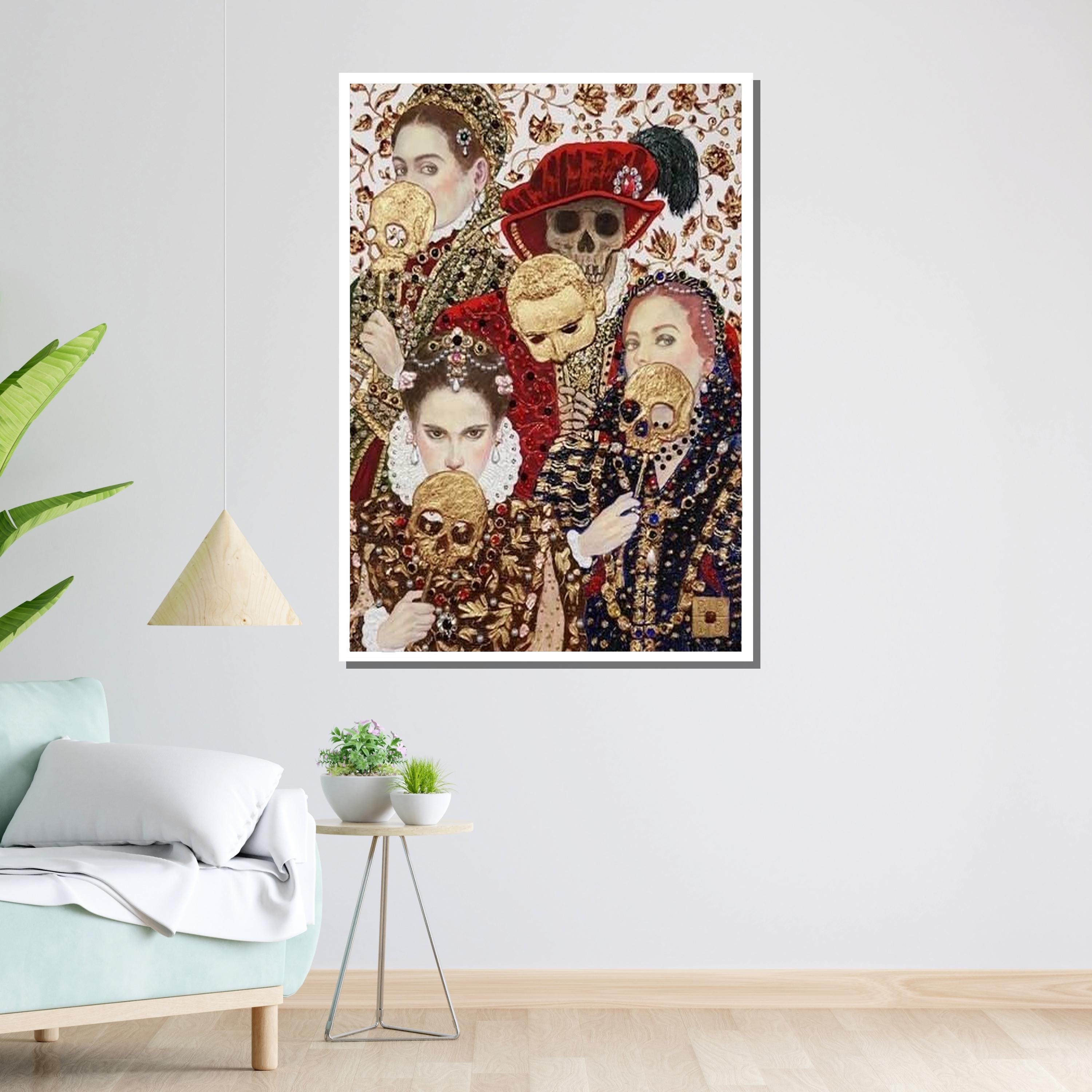 Renaissance Skull Masquerade Art, Baroque Gothic Wall Print, Luxurious ...