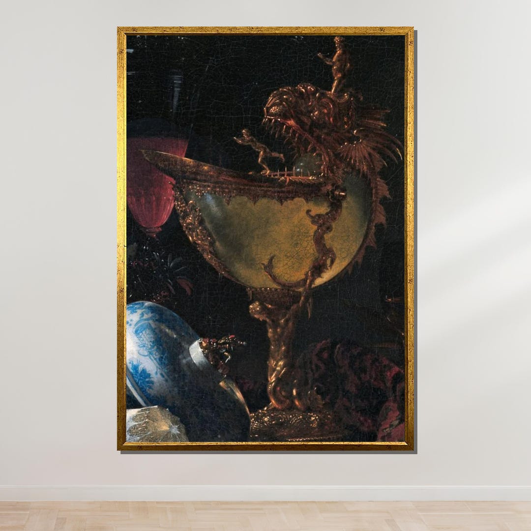 Baroque Dragon Goblet, Ornate Mythical Chalice, Antique Fantasy Art ...