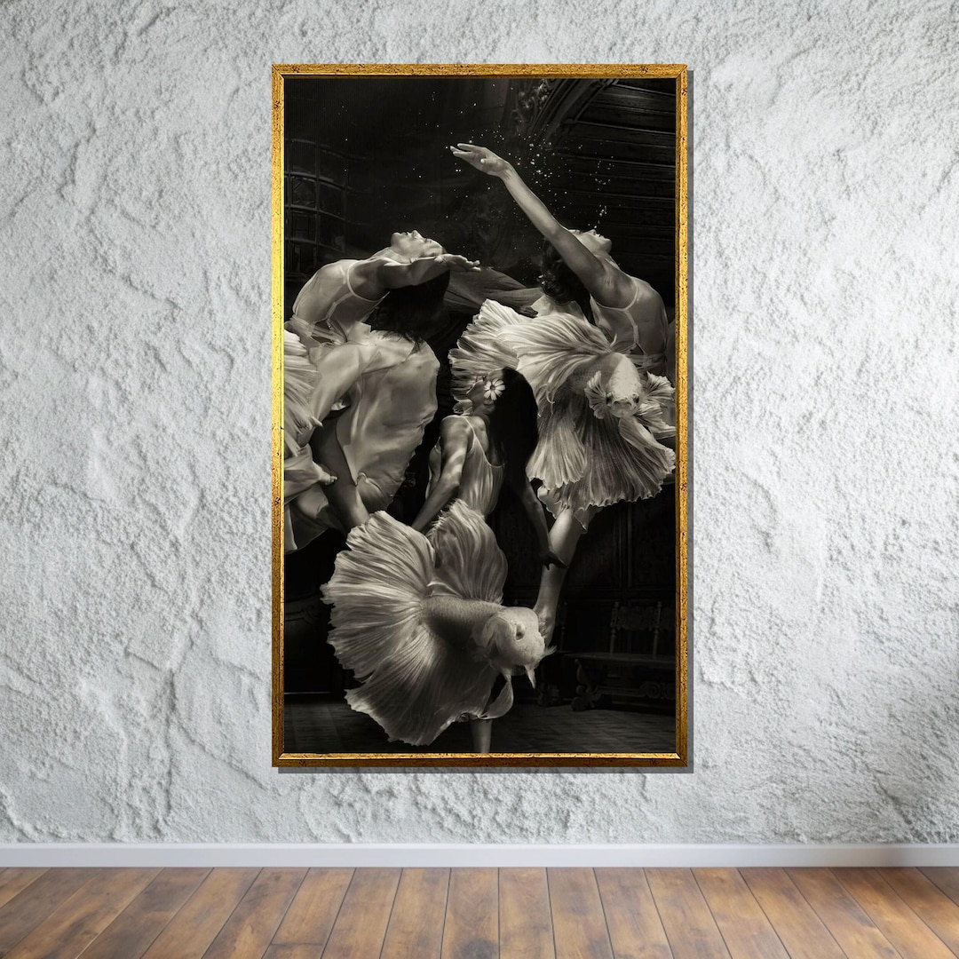 Ethereal Ballerina Fish Art, Surreal Dance Canvas, Elegant Fantasy ...