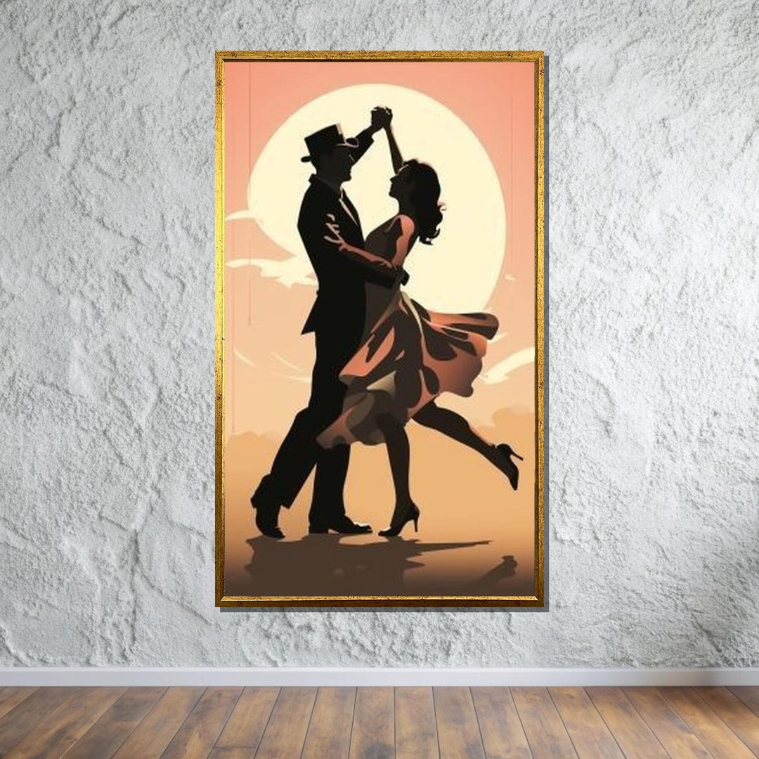 Romantic Dance Canvas, Couple Dancing Wall Art, Vintage Dance Poster ...