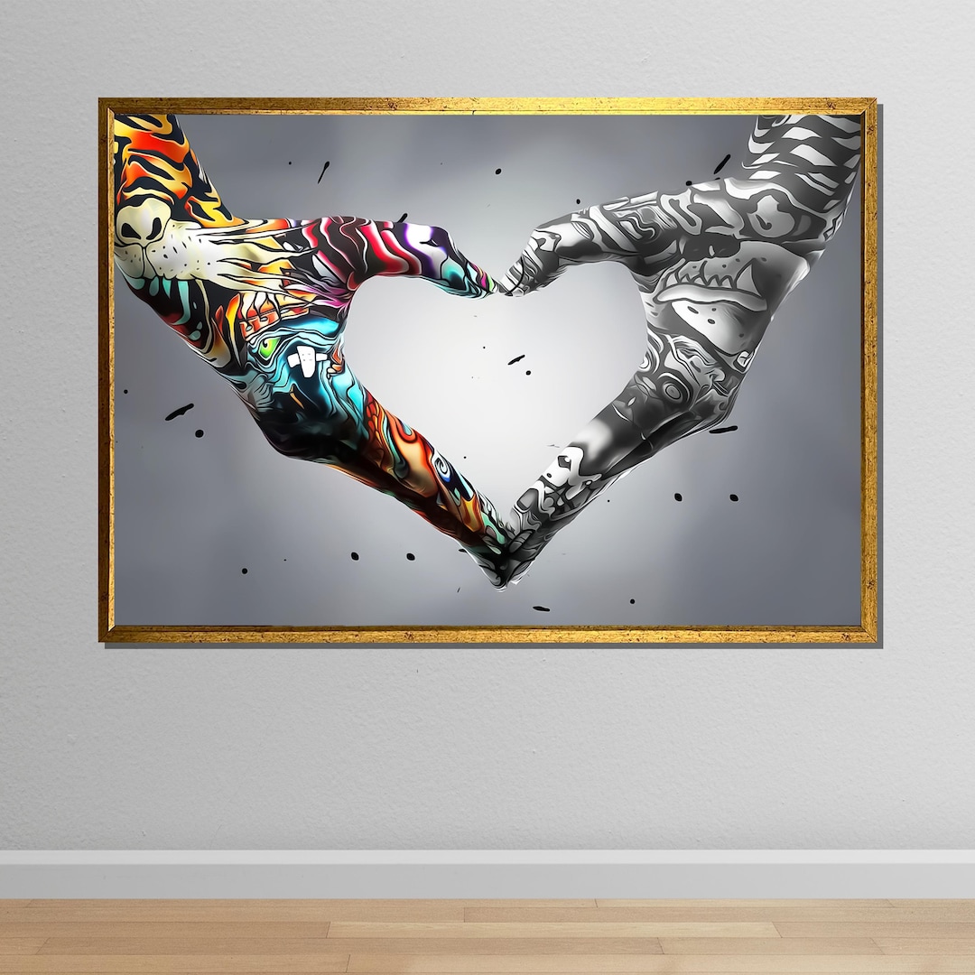 Abstract Hand Heart Art, Colorful & Monochrome Hands, Modern Love ...