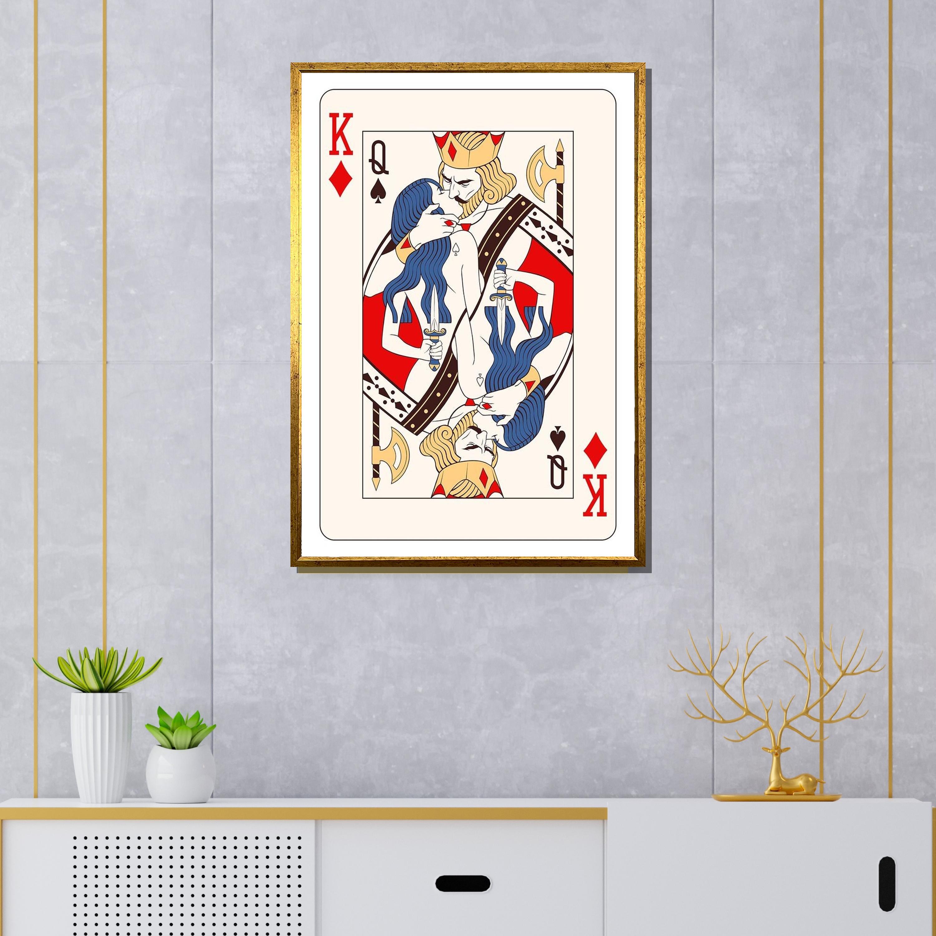 King and Queen of Hearts, Playing Card Love Art, Modern Card ...