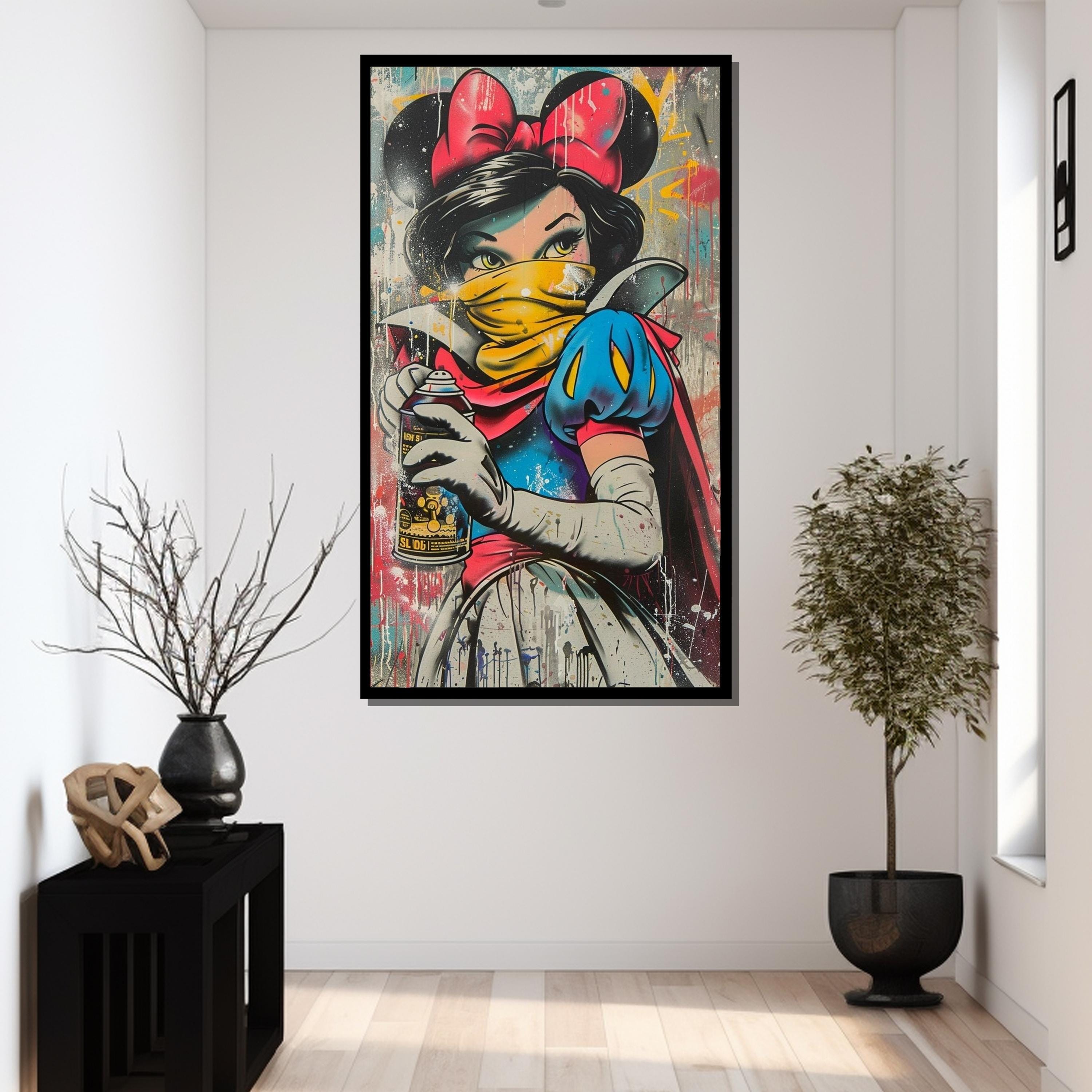 Rebel Princess Graffiti Art, Urban Street Art Canvas, Edgy Snow White ...