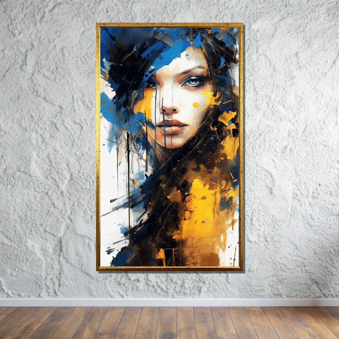 Abstract Woman Portrait Canvas, Expressive Face Painting, Modern ...