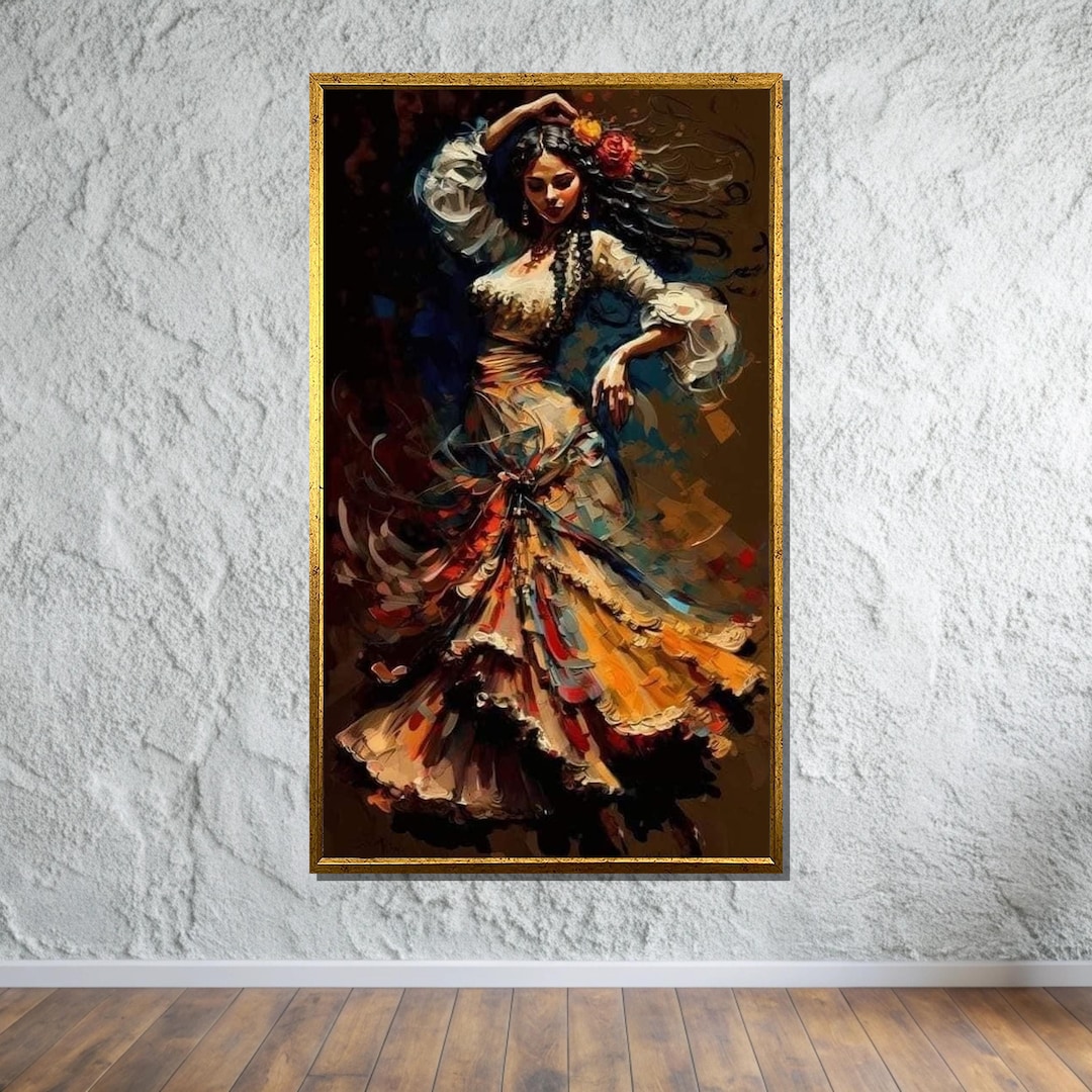 Flamenco Dancer in Motion, Spanish Dance Art, Colorful Abstract Woman ...