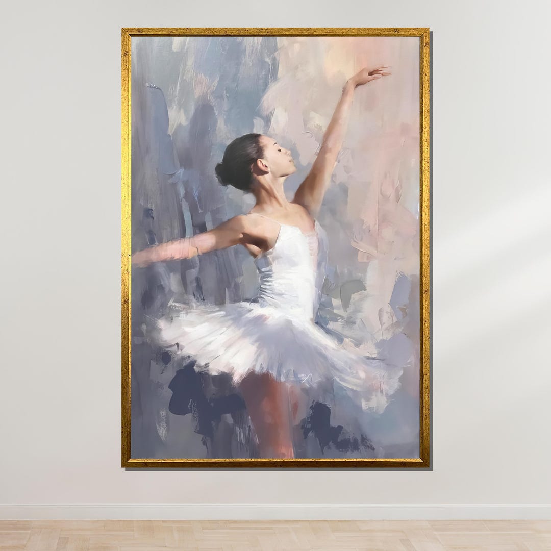 Elegant Ballerina in White Canvas, Graceful Ballet Wall Art, Ballet ...