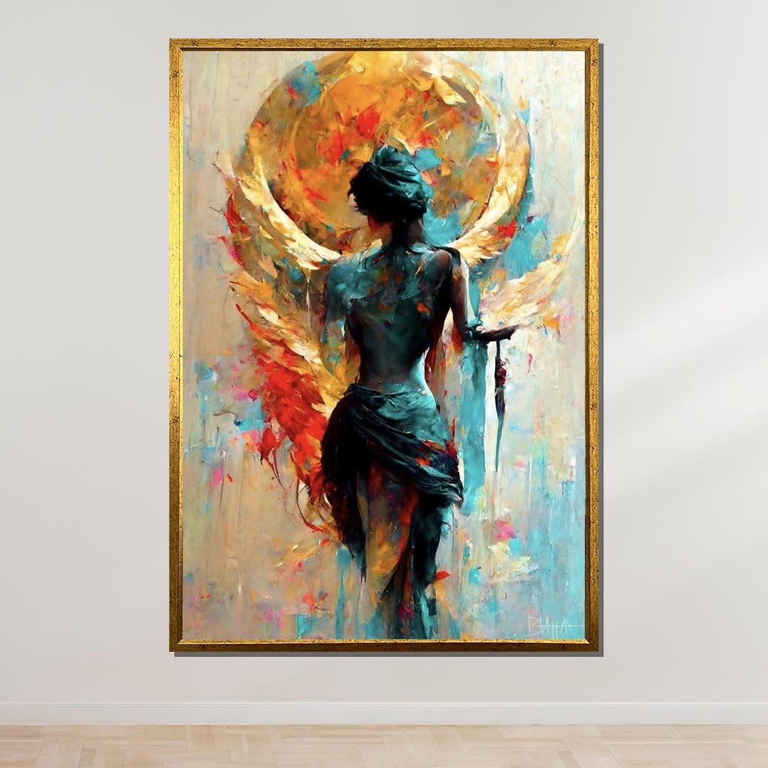 Ethereal Angelic Warrior, Abstract Angel Painting, Divine Feminine ...