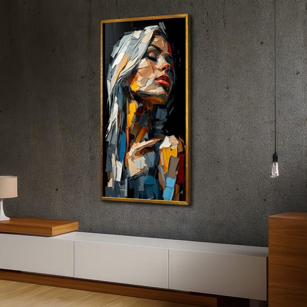 Abstract Woman Portrait Canvas, Modern Impasto Art, Face Painting ...