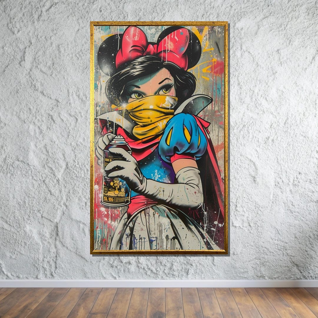 Rebel Princess Graffiti Art, Urban Street Art Canvas, Edgy Snow White ...