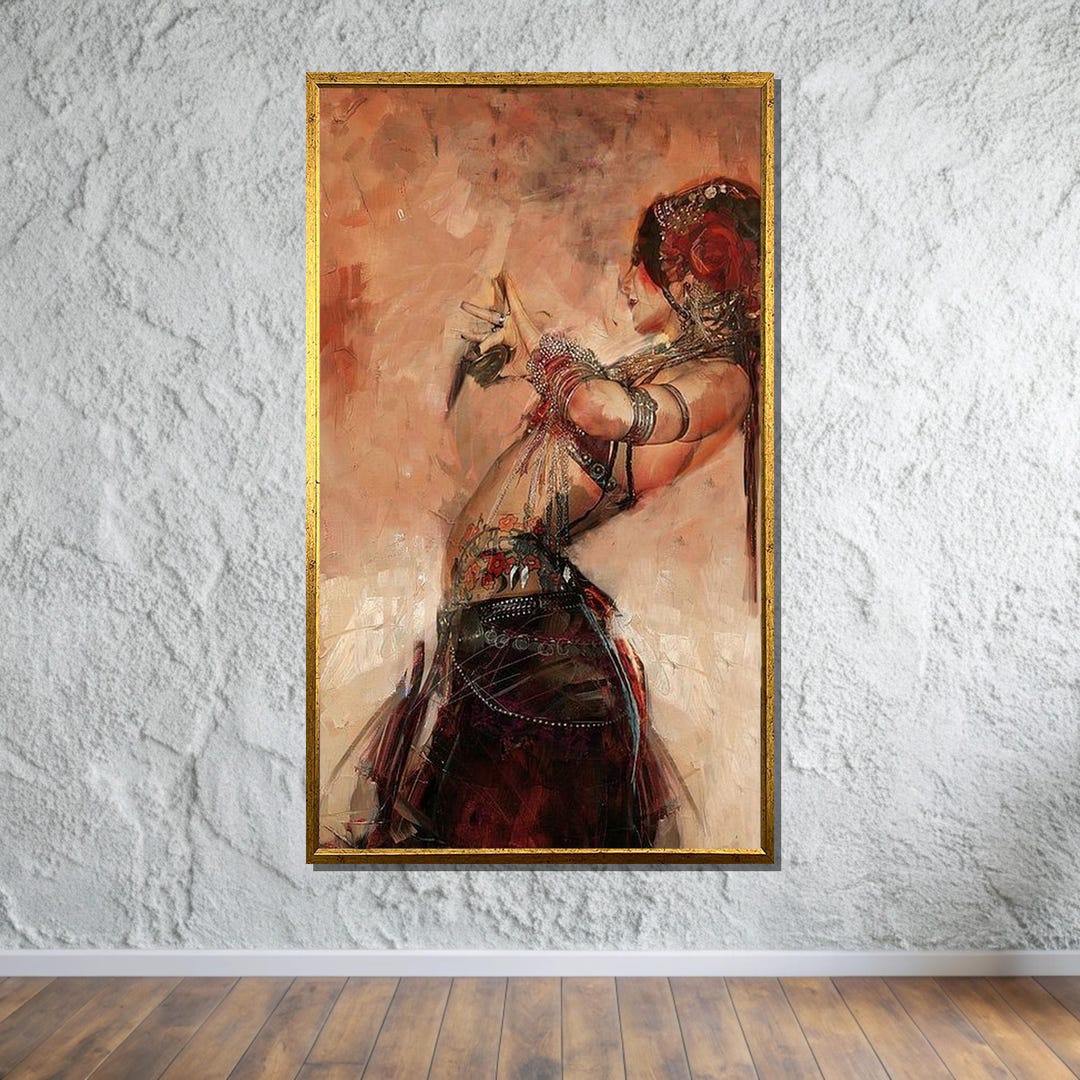Exotic Belly Dancer Art Sensual Dance Canvas Oriental Dance Wall Art Ready To Hang Etsy