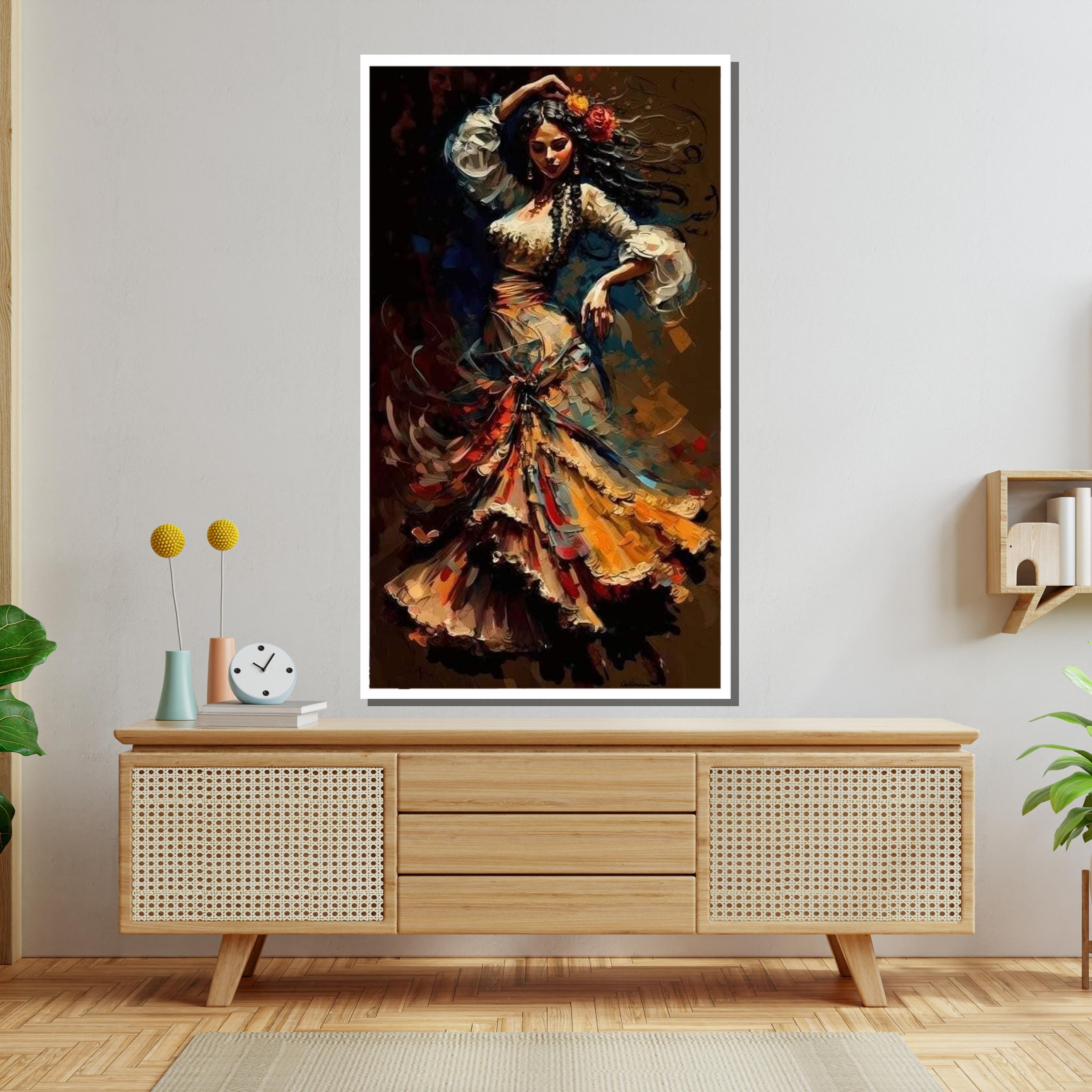 Flamenco Dancer in Motion, Spanish Dance Art, Colorful Abstract Woman ...