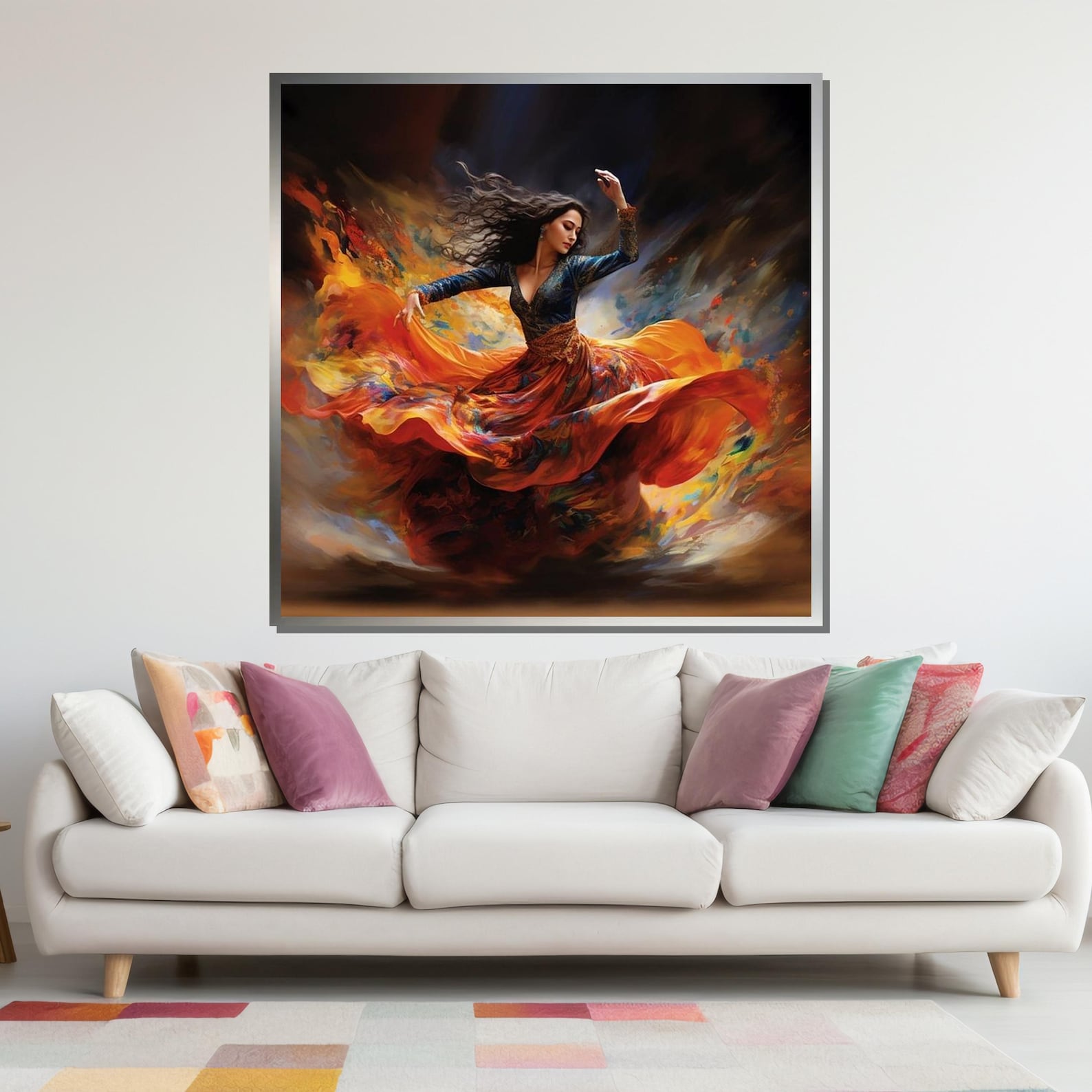 Vibrant Flamenco Dancer Canvas, Dynamic Abstract Dance Art, Colorful ...