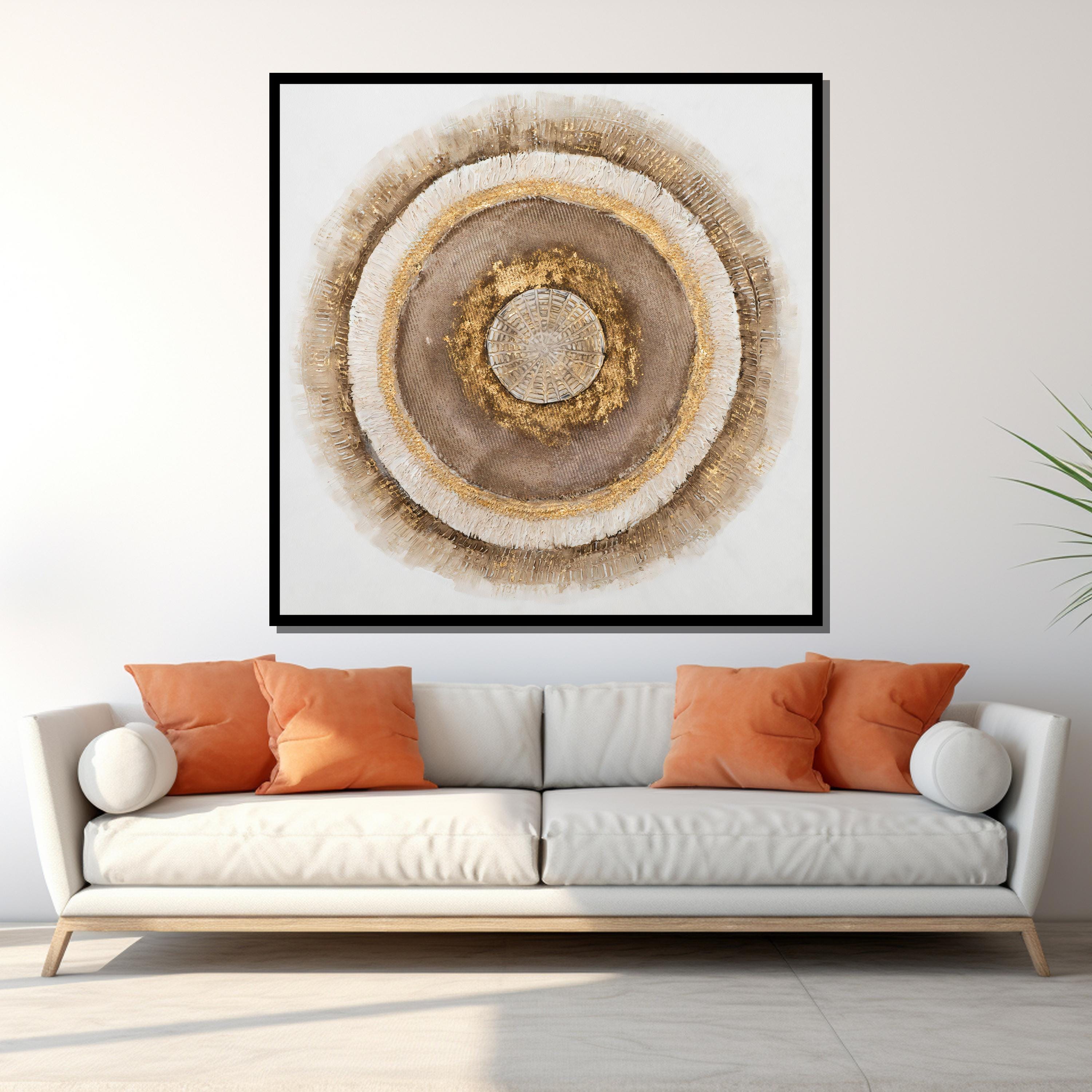 Abstract Gold Mandala Art, Circular Textured Design, Luxe Metallic Wall ...