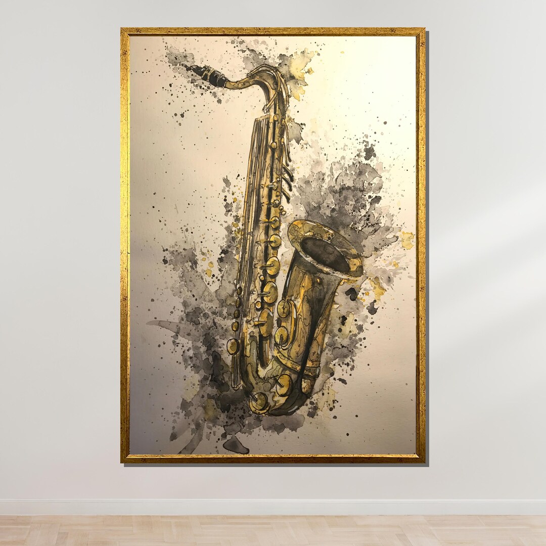 Saxophone Watercolor Print, Jazz Instrument Art, Music Lover Wall Decor ...